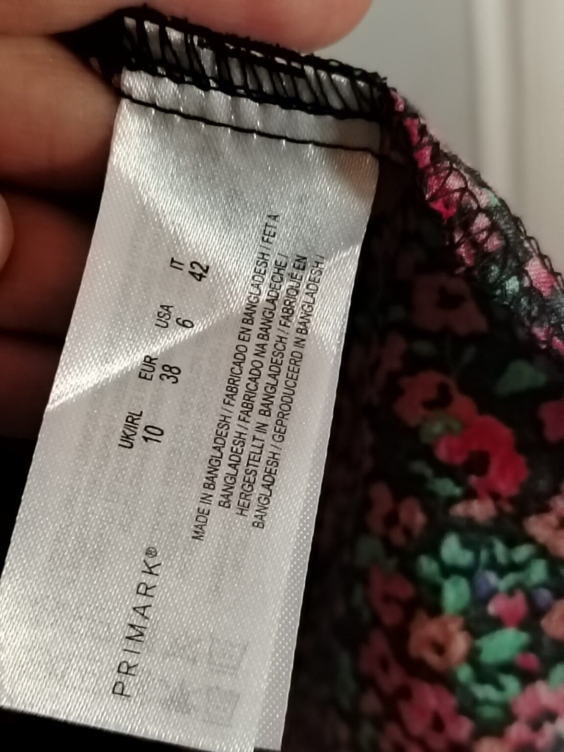 Pre-Loved Primark Dress UK 10 Grunge Floral 90s Style Mini Long Sleeve ...